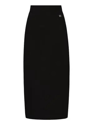 Dolce & Gabbana Stretch Viscose Knit Pencil Skirt With Dg Logo - Black