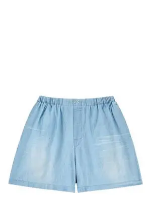 Acne Studios Logo-printed Cotton-blend Shorts - Mid Blu