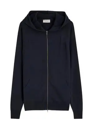 John Smedley Hooded Wool Sweatshirt - Navy
