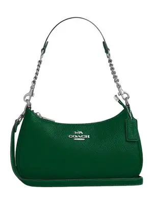 COACH® Teri Shoulder Bag Pebbled Leather/silver/shamrock