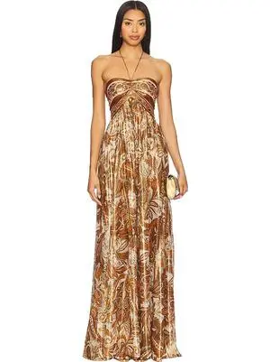 Retrofete Kimmy Halterneck Maxi Dress - Terracotta Paisley