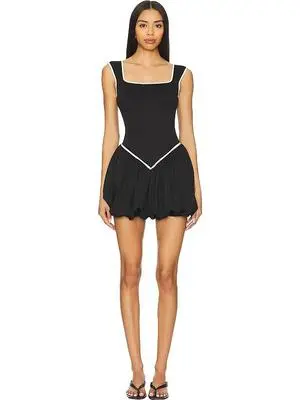 PORT DE BRAS Bella Rib Dress - Black & Chantilly