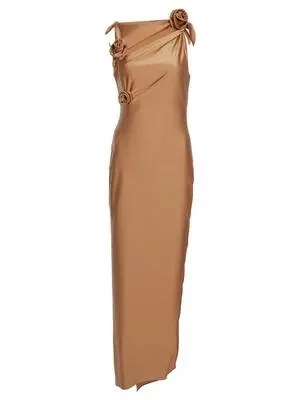 Coperni Asymmetric Flower Gown - Brown