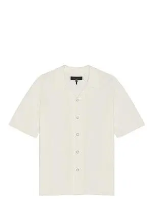 Rag & Bone Zuma Pointelle Avery Shirt In White - Chalk