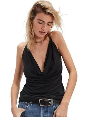 Free People Veda Cowl-neck Cami - Black