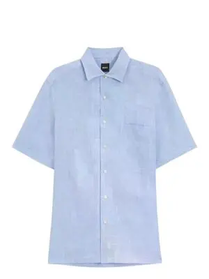 BOSS X David Beckham Short-sleeve Button-up Shirt - Blue