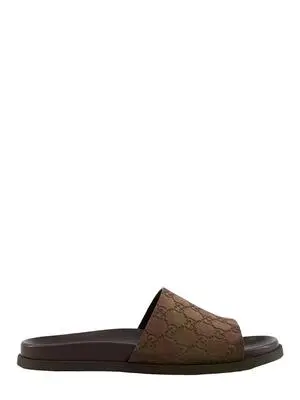 Gucci Suede Slide Sandals - Brown