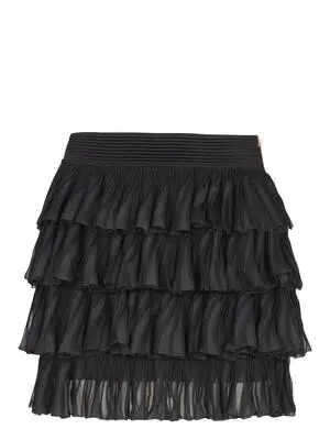 Balmain Ruffle Knit Mini Skirt - Black