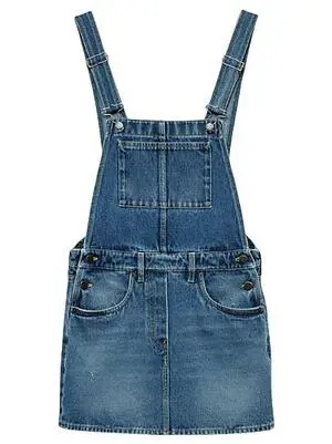 Prada Bib Overall Denim Mini Dress - Blue