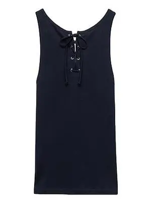 Prada Cotton-jersey Lace-up Tank Top - Blue