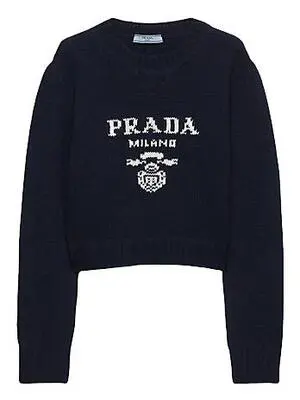 Prada Wool-Cashmere Knitted Sweater Blue