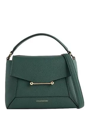 Strathberry Mosaic Grained Leather Top-Handle Bag Bottle Green