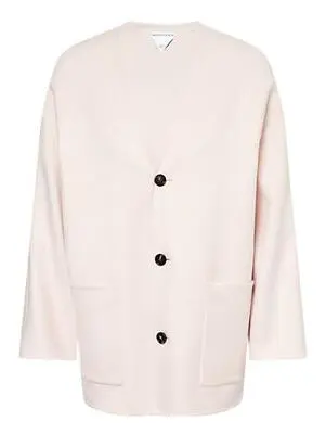 Bottega Veneta V-neck Wool And Cashmere Coat - Pink Shell