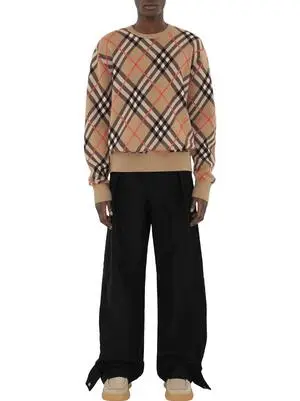 Burberry Check Wool Mohair Blend Sweater - Sand