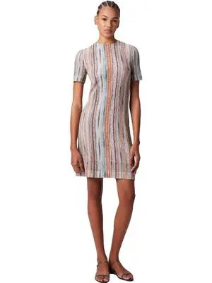 Missoni Short-sleeved Striped Mini Dress - Orange Multi