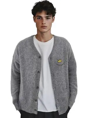 BLVCK X Basquiat Wool Blend Cardigan - Grey