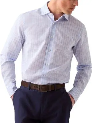 Robert Talbott Reynolds Check Cotton/linen Shirt In Classic Fit - Blue/raspberry