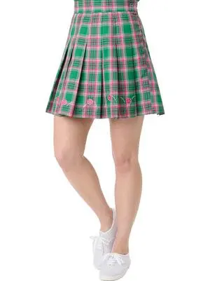 SMAK PARLOUR Pleated Mini Skirt - Green Plaid