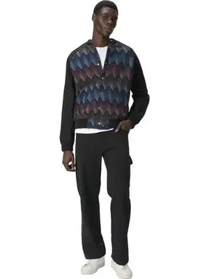 Missoni Cotton-blend Bomber Jacket With Zigzag Knit Insert - Multicoloured