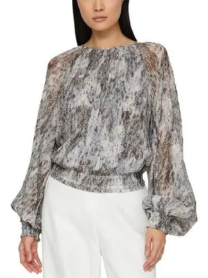 Lafayette 148 New York Gathered Blouse - Pearl Multi