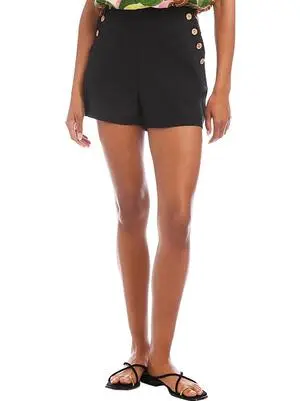 Fifteen Twenty Mel Button Trim Pocket Shorts - Black