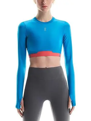 On Train Long Sleeve Crop Top - Malibu