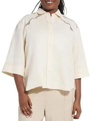 Lyssé Roxanna Linen Embroidered Shirt - Sailcloth