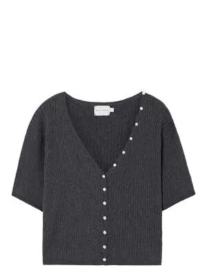 DEIJI STUDIOS Ribbed Cotton And Cashmere-blend Cardigan - Gray