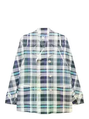 Comme Des Garçons Checked Double-breasted Button Blazer - 051blue