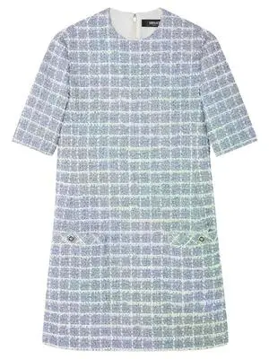 Versace Tweed A-line Mini Dress - Blue