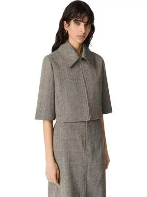 BOTTEGA  VENETA Bottega Veneta Viscose And Silk Cropped Jacket - Brown/white/blue