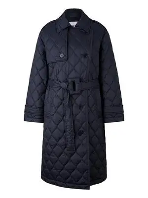 Bogner Quilted Trench Coat - Navy Blue