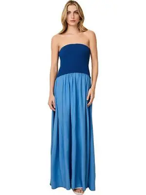 Solid & Striped Strapless Soglio Maxi Dress - Navy