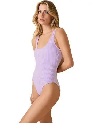 Solid & Striped Anne-marie Ribbed One Piece - Purple