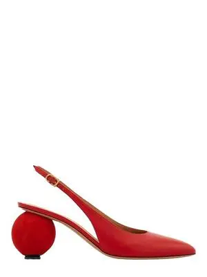 FERRAGAMO Spherical Heel Slingback Pump - Red