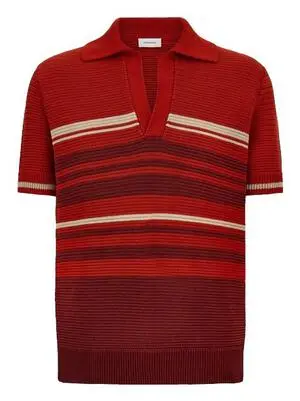 FERRAGAMO Cotton Knit Polo Shirt - Stripe