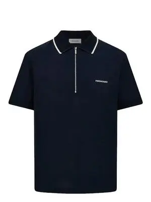 FERRAGAMO Cotton Polo Shirt With Zip Closure - Natural