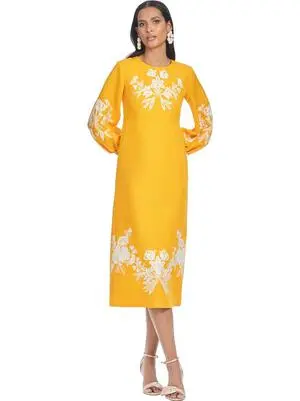 Sachin & Babi Amaira Embroidered Sheath Dress - Gold / Yellow