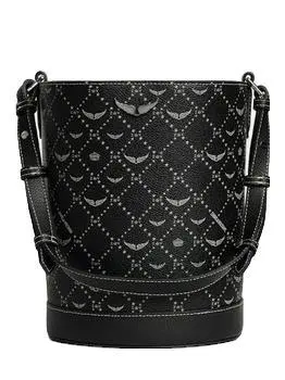 Zadig&Voltaire Monogram Canvas Bucket Bag - Black