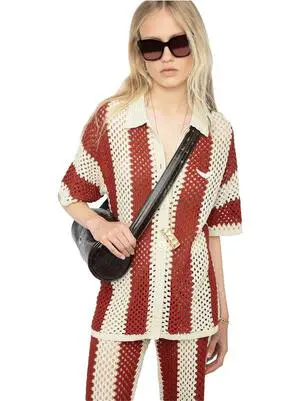 Zadig&Voltaire Ciara Striped Crochet Top - White