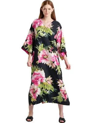 Natori Sonomi Caftan - Black / Floral / Multicolor