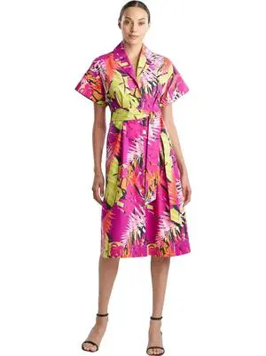 Natori Cotton Poplin Shirt Dress - Pink