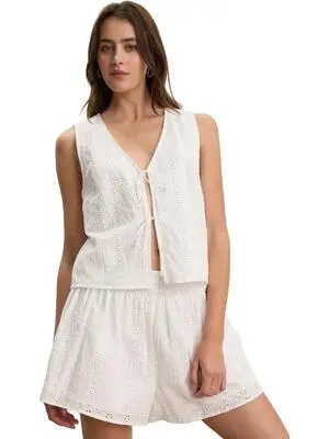 Velvet By Graham & Spencer Ava Eyelet Top - White