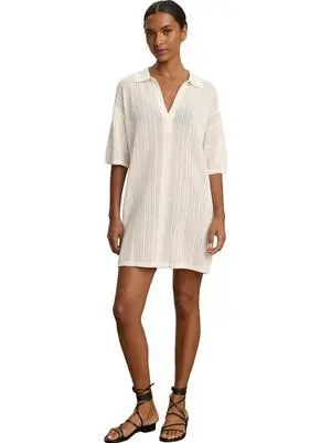Velvet By Graham & Spencer Mila Pointelle Lace Cotton Sweater Dress - White