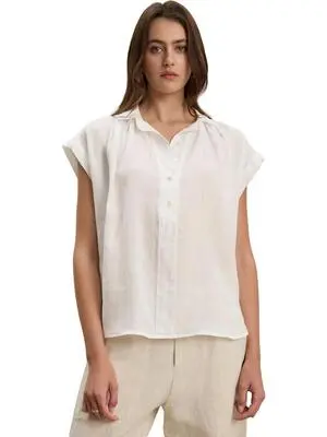 Velvet By Graham & Spencer Elowen Linen Top - White
