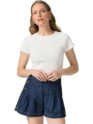 Paige Chleo Pleated Short - Denim