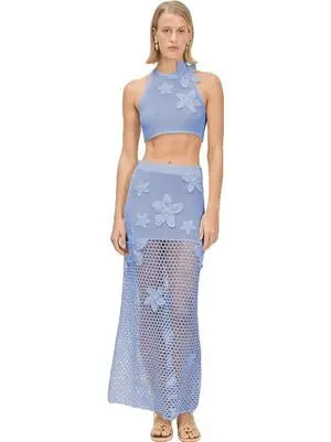 Devon Windsor Crochet Maxi Skirt - Blue