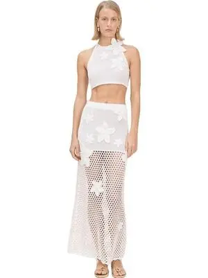 Devon Windsor Crochet Maxi Skirt - White