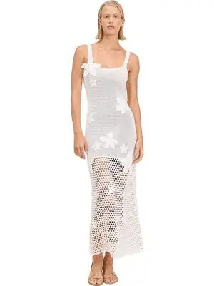 Devon Windsor Solla Crochet Midi Dress White