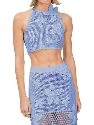 Devon Windsor Rammy Crochet Top Blue